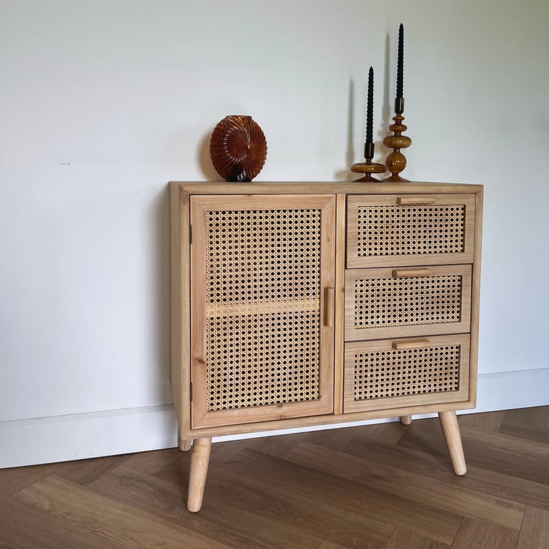 Webbing Java kast met 1 deur en 3 laden - 75x74.5x35 cm | Xenos