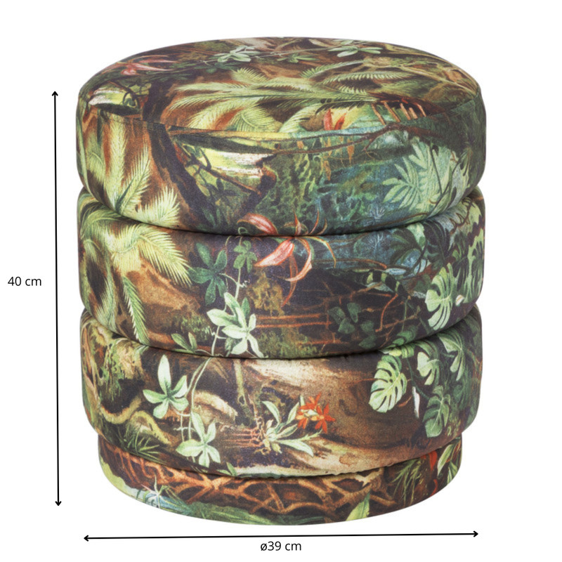 Poef Frida jungle - ø39x40 cm | Xenos
